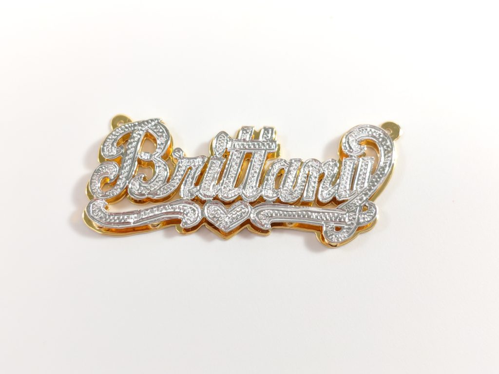 14KT Nameplate Two-Tone Custom Name Design - Handmade