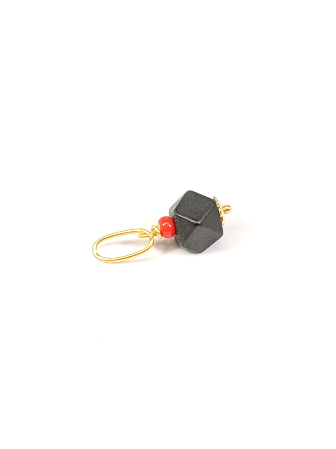 Genuine Black Azabache Pendant | Red Coral | 14K Yellow Gold | All Sizes